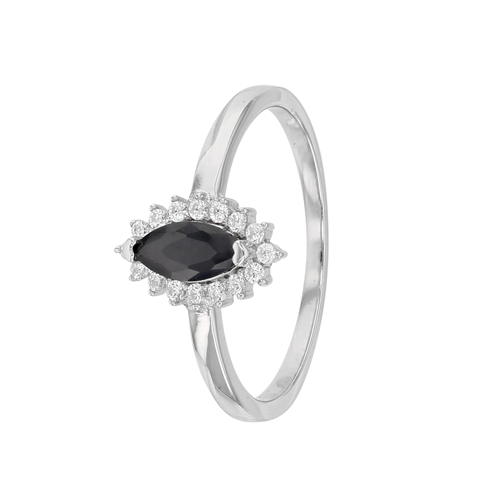 Bague Argent 925/1000 rhodié avec oxydes de zirconium noirs et blancs ... Bague Argent 925/1000 rhodié avec oxydes de zirconium noirs et blancs ...